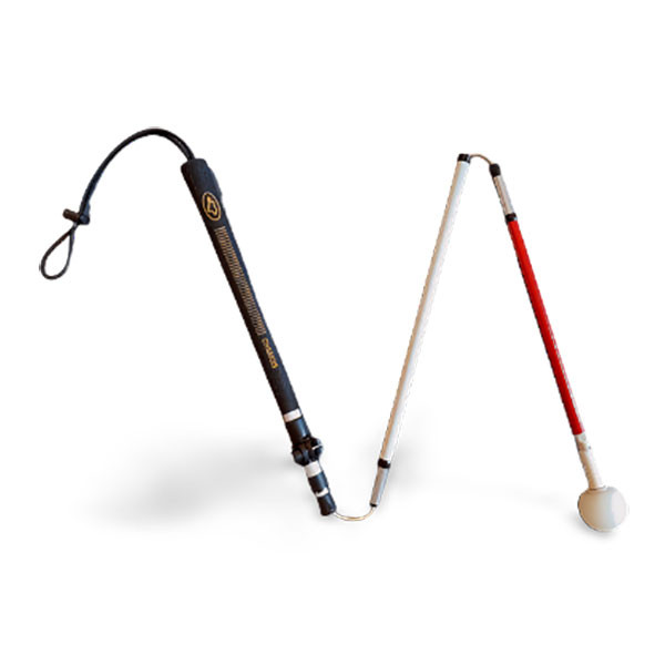 Retractable white mobility cane "Clips" from Des Eaux Bleues for the blind
