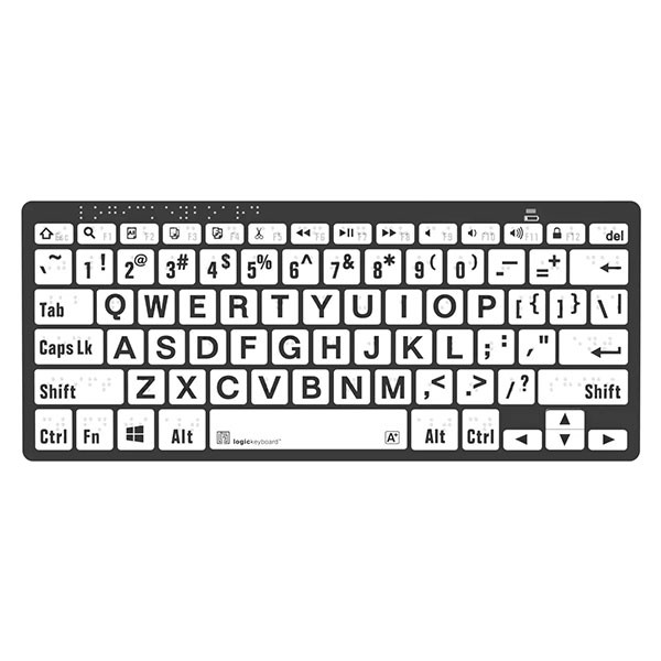 Mini Bluetooth Braille and Large Black Characters on White Keyboard for ...